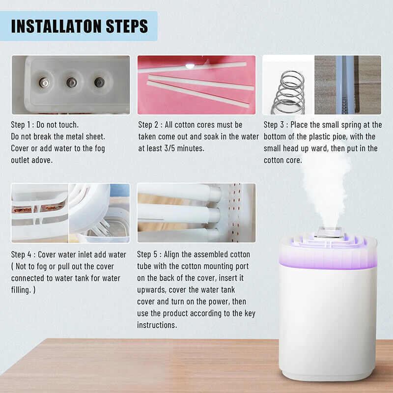 Ultrasonic Humidifiers 3L For Bedroom Large Room Office Cool Mist Air ...