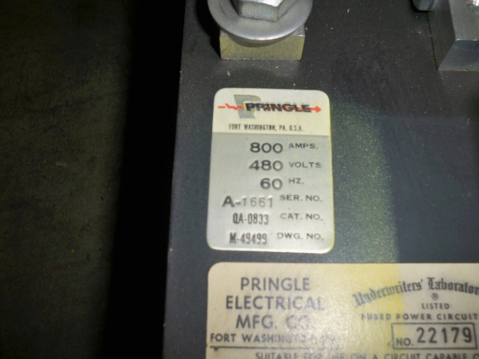 QA0833 Pringle Switch 800A Red Insulator Used E-Ok | eBay