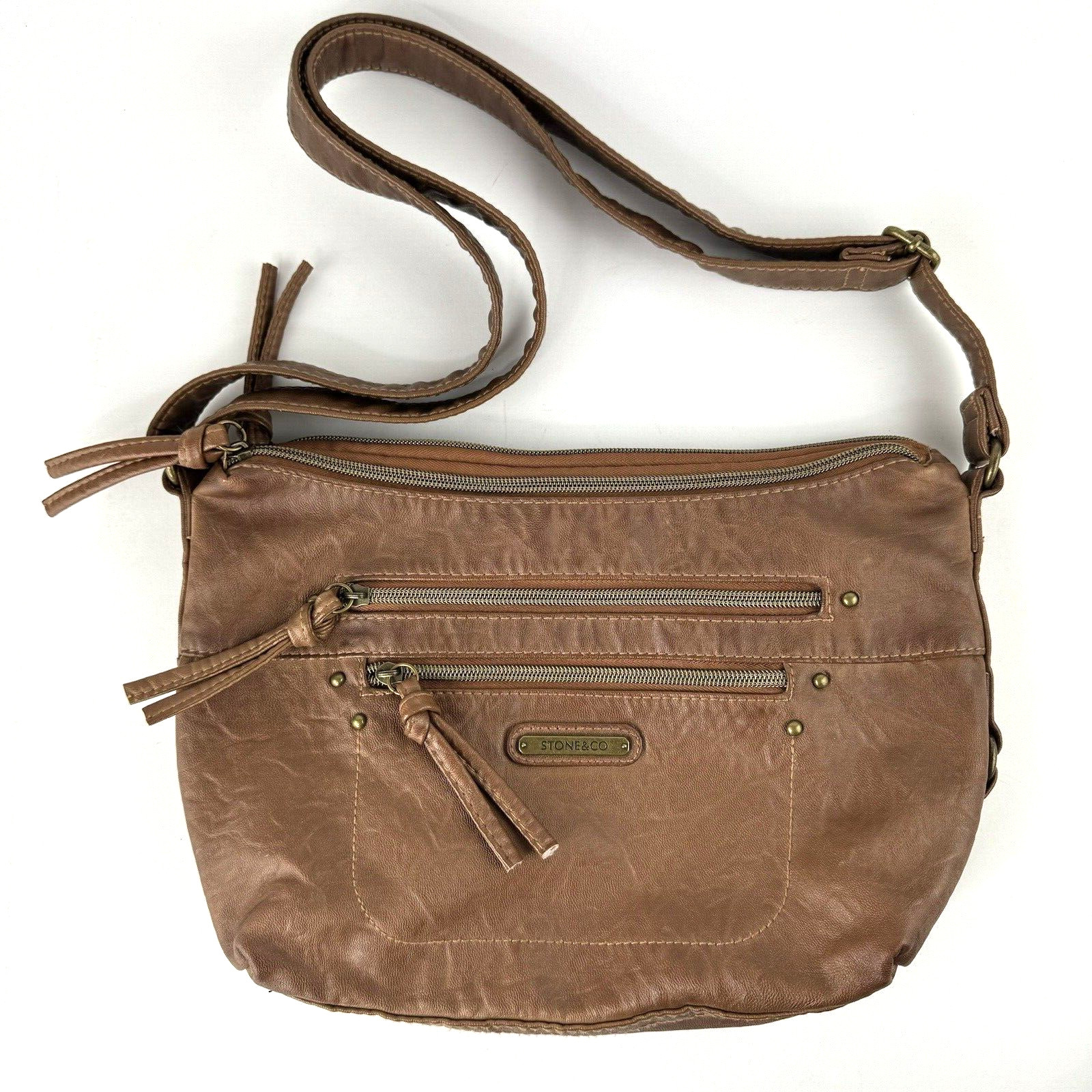 Stone & Co Purse Brown Faux Leather Over Shoulder Bag… - Gem
