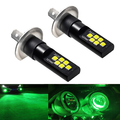H1 Green LED Bulbs Bright Upgraded SMD 3030 High Beam Direct ...