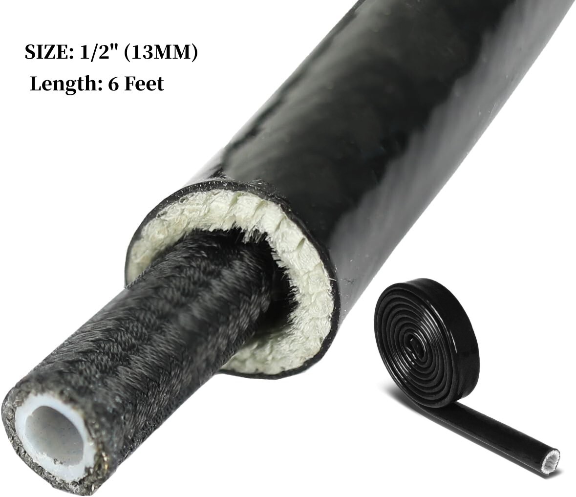 Heat Shielded Fire Sleeve For Oil Fuel Lines 1/2" Wiring Silicone Heat ...