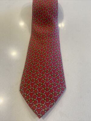 HERMES 7085 OA RED CHAIN PATTERN 100% SILK LUXURY TIE MADE IN FRANCE | eBay