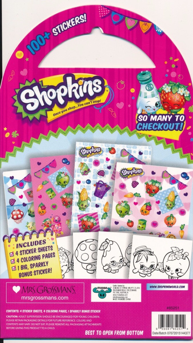 SHOPKINS STICKER FUN PACK SINGLE FRUIT & VEG 100+ STICKERS & COLORING ...