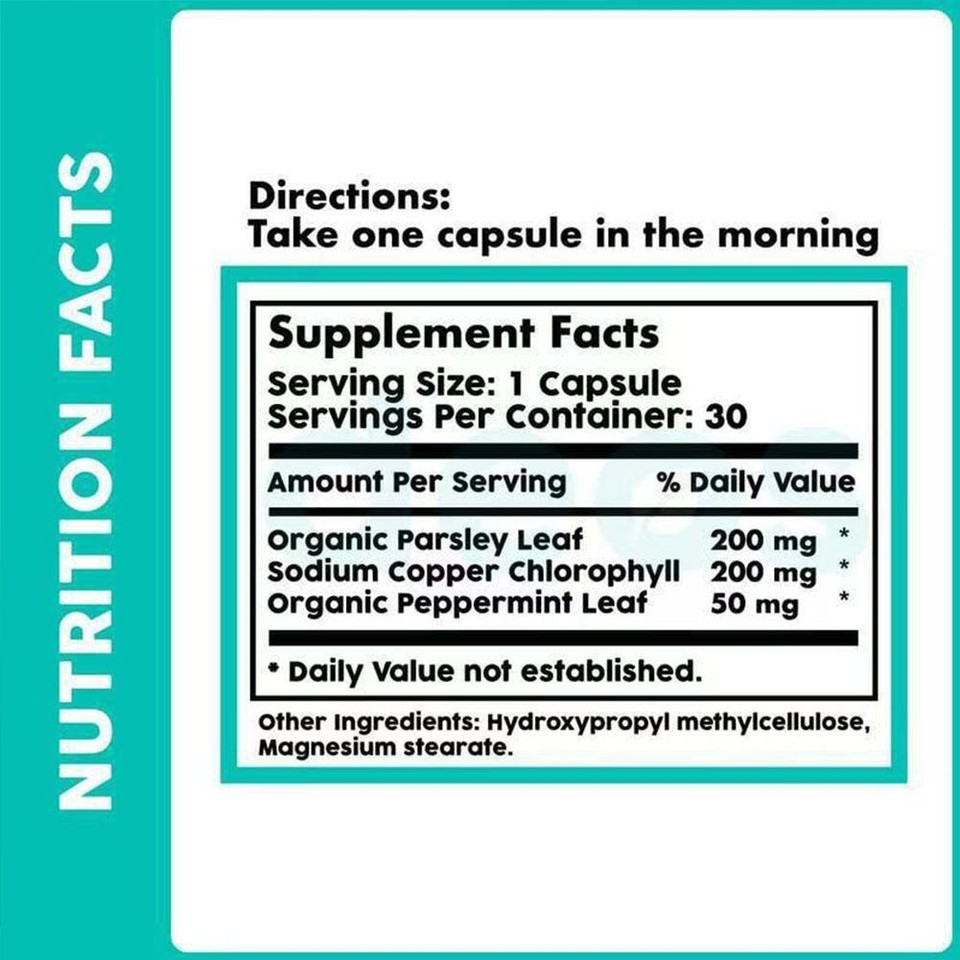 Internal Deodorant Supplement – Natural Chlorophyll Capsules for Odor ...