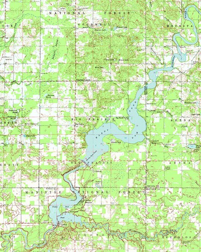 1958 Map of Hardy Dam Pond Michigan Muskegon River | eBay