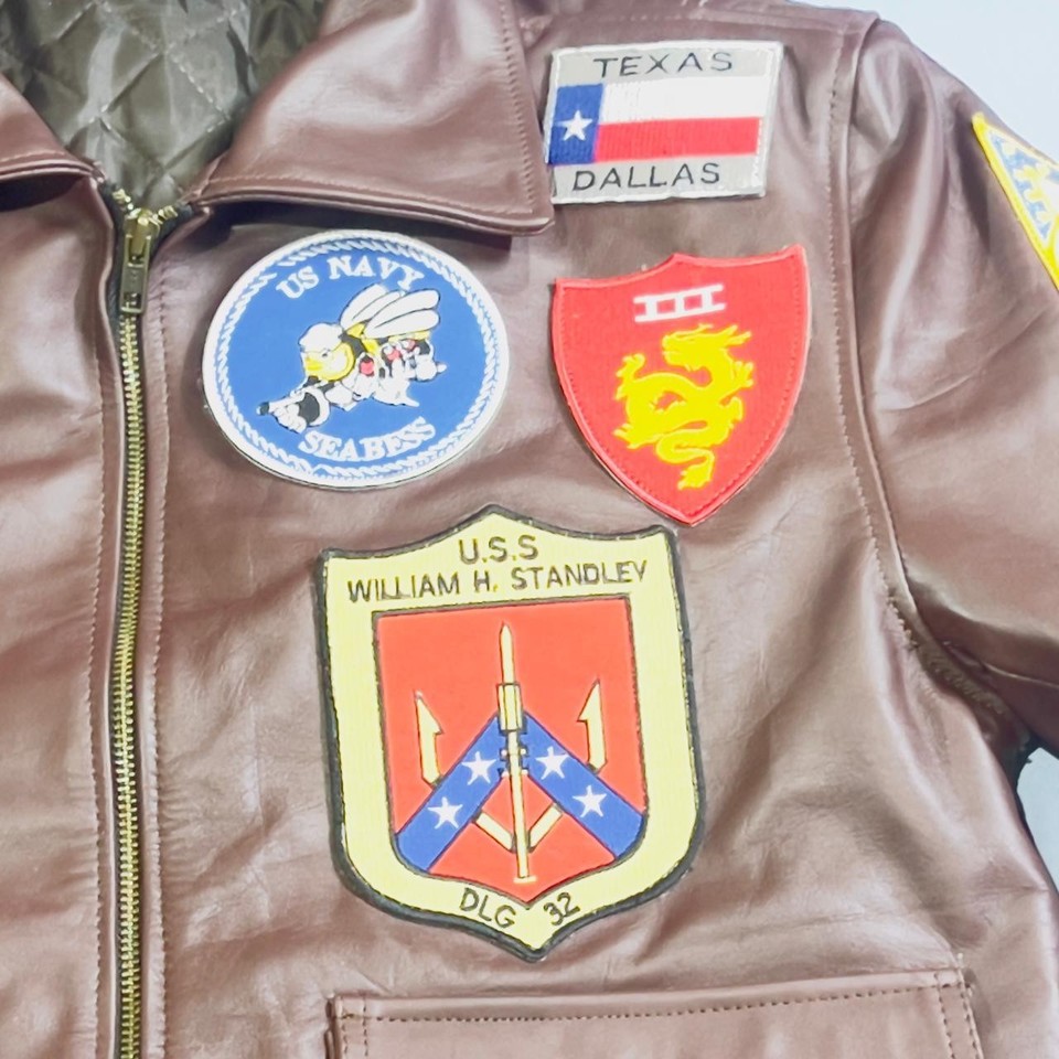 Men’s Brown Aviator Leather Bomber Jacket Vintage Flight Pilot Coat ...