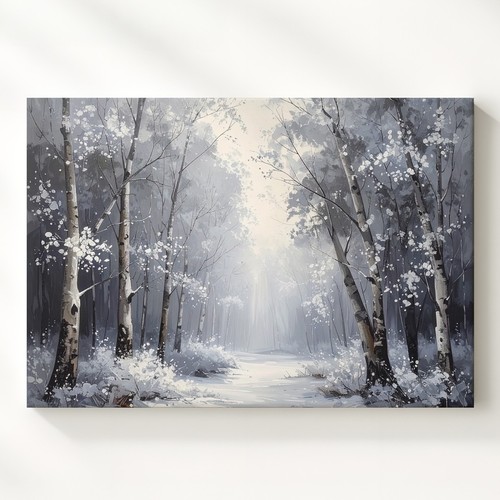 Mystic Winter Archway Canvas Frosted Forest Wall Art In Pale Whites ...