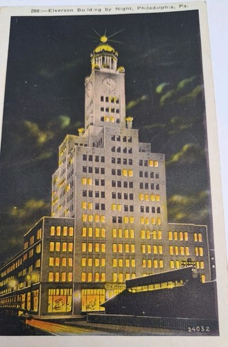 1929 Postcard Elverson Building at Night Philadelphia Pennsylvania PA ...