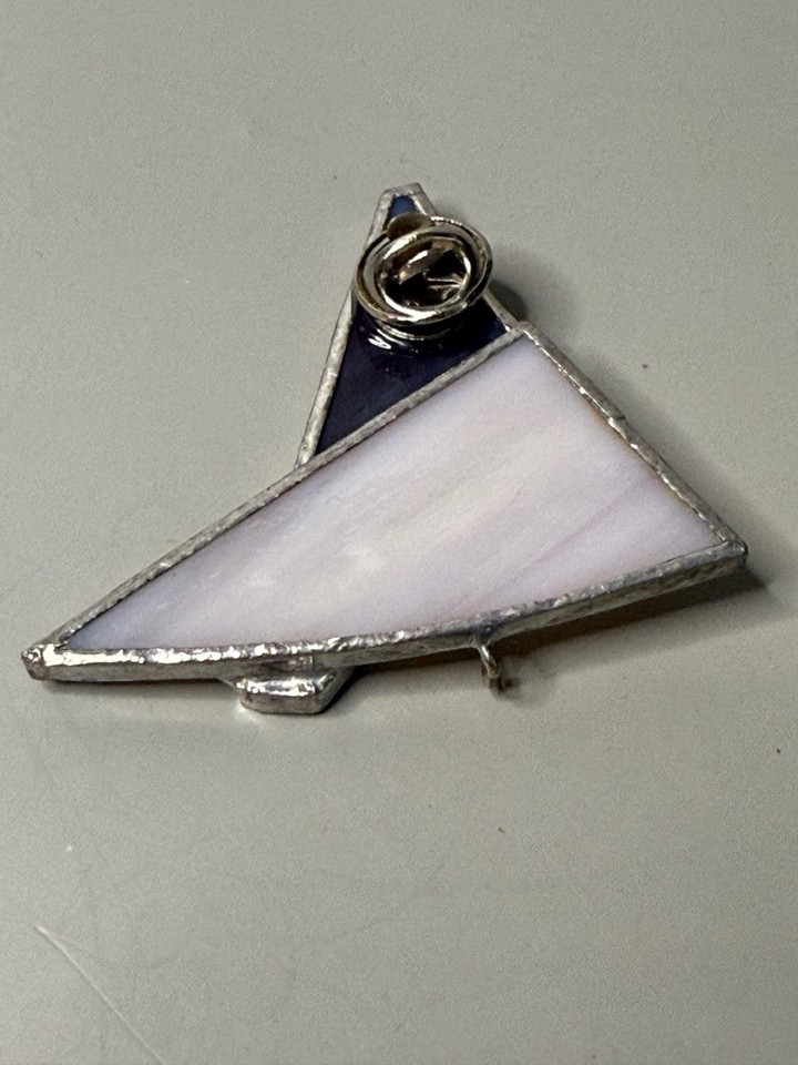 Handmade Stained Glass Pin Brooch Geometric Triangle Modernist Art ...