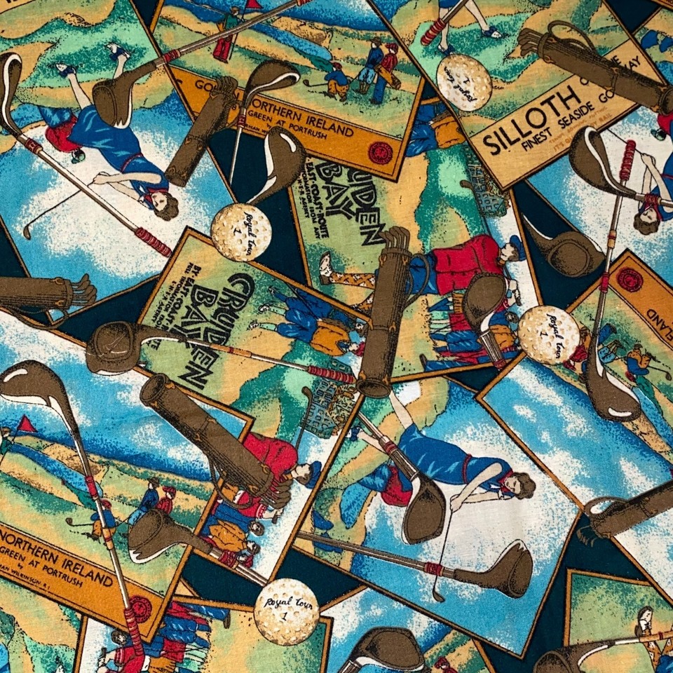 Vintage Golf Fabric for Crafts Quilting | eBay