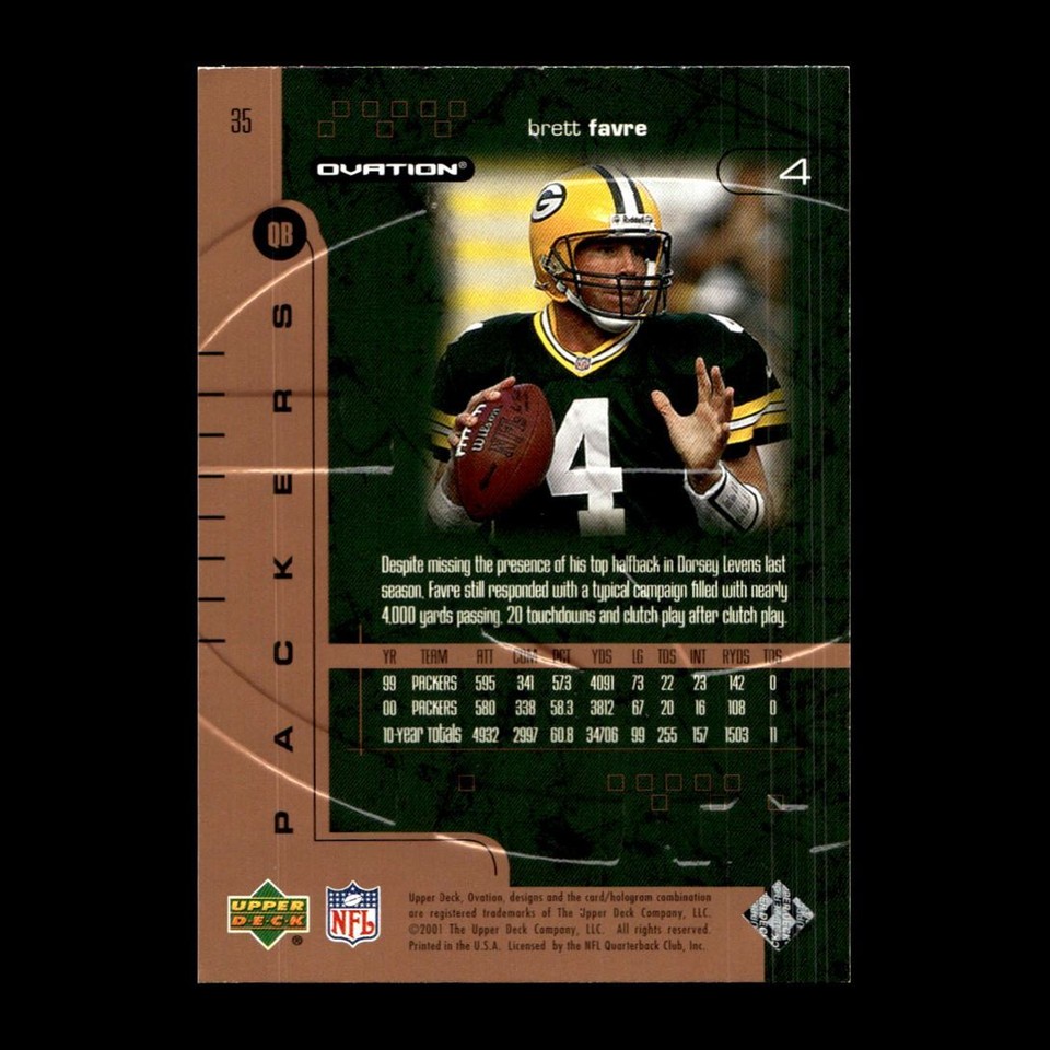 Brett Favre 2001 Upper Deck Ovation Green Bay Packers #35 R327L 94 | eBay
