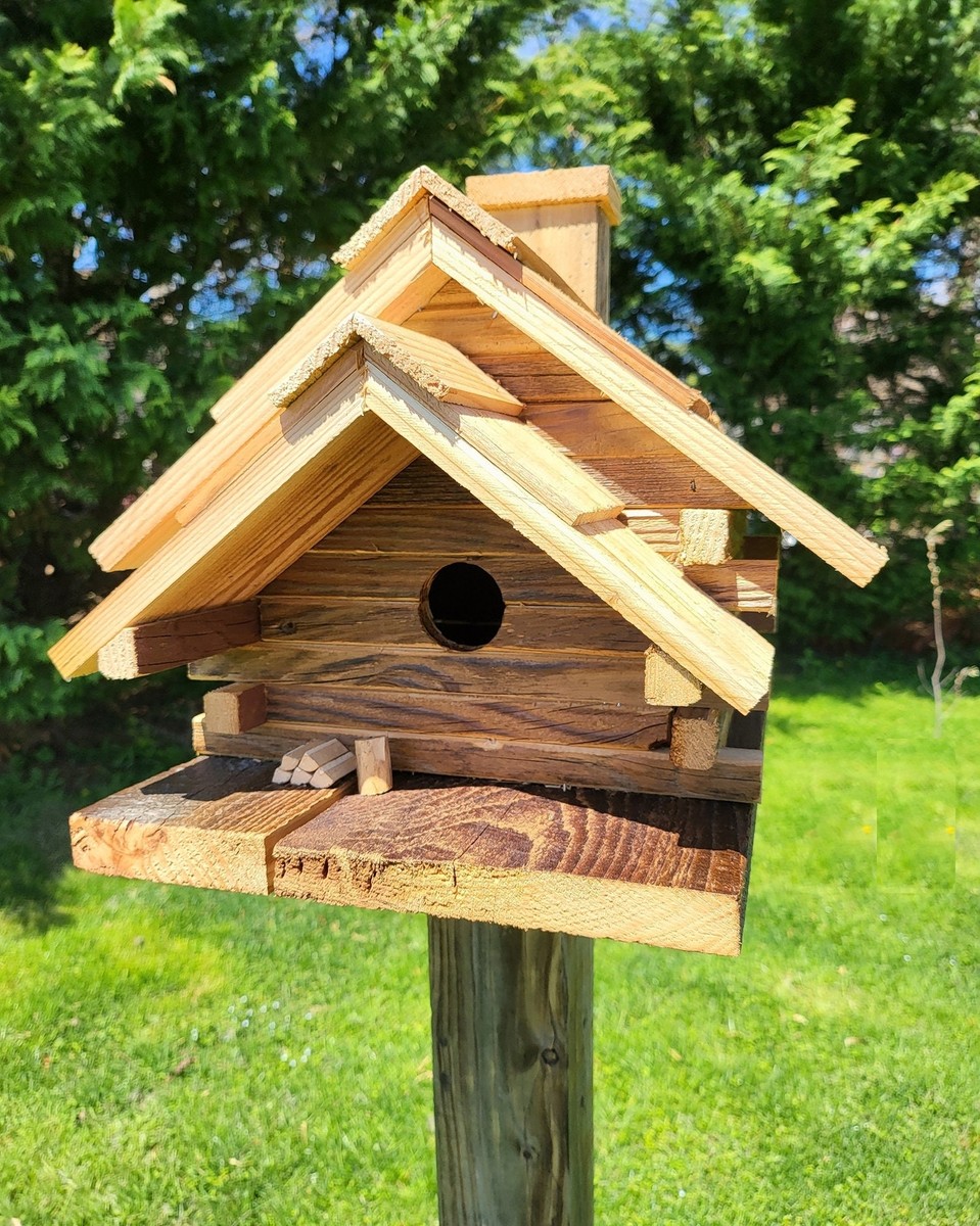 Cedar Log Cabin Bird Houses