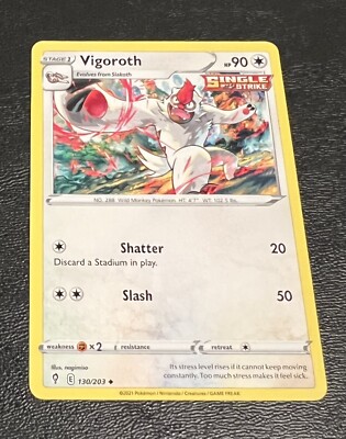 Pokémon TCG Vigoroth Evolving Skies 130/203 Regular Uncommon Card Near ...