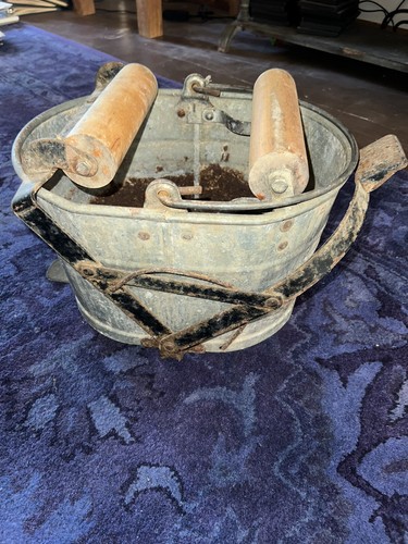 Vintage Metal Oval Mop Bucket W/ Wringer | eBay