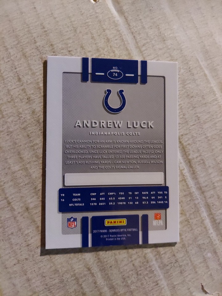 2017 Optic ANDREW LUCK Football base card #74 INDIANAPOLIS COLTS | eBay