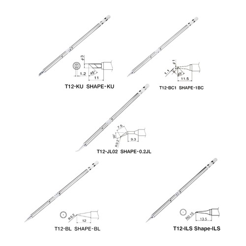 5Pcs T12 Soldering Iron Tips T12-JI02 ILS KU BL BC1 Welding Tool Silver ...