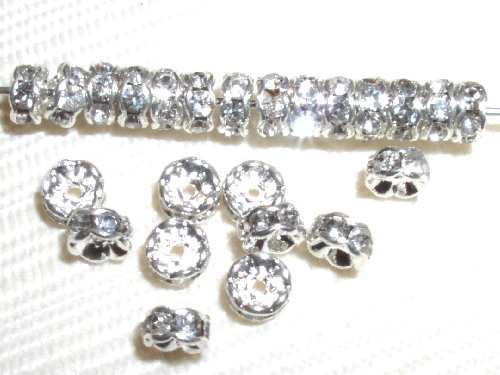 20 Swarovski Rhinestone Rondelles 6mm Silver / Crystal SR601 (W) | eBay
