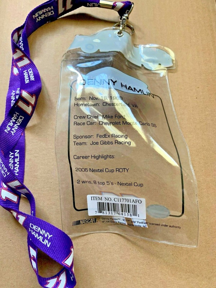 NASCAR NECKS LANYARD KEY STRAP KEY CHAIN #11 DENNY HAMLIN BRAND NEW | eBay