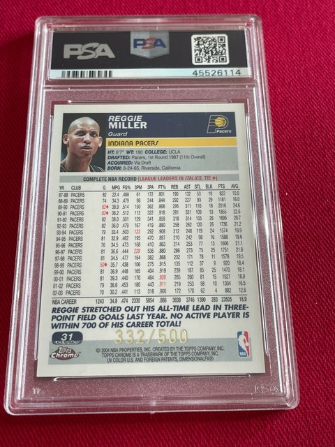 2003-04 Topps Chrome - Black Refractor #31 Reggie Miller /500 for sale ...