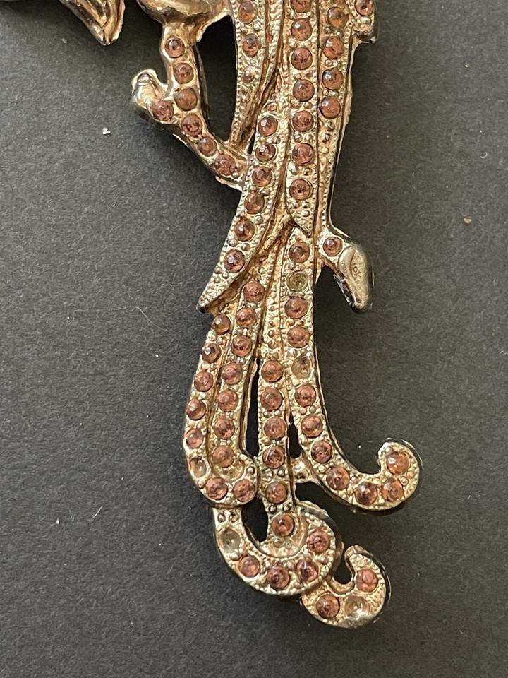 Vtg 1940’s Unsigned CORO Bird Cockatoo Parrot Brooch Rhinestone 5” Pin ...