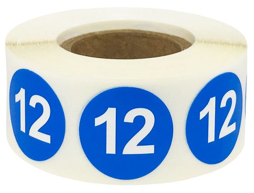 Blue Number 12 Stickers | 0.75" Inch | 500 Per Roll | eBay