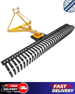 60in landscape rock rake 3-point hitch rake with 360 degree swivel pull ...