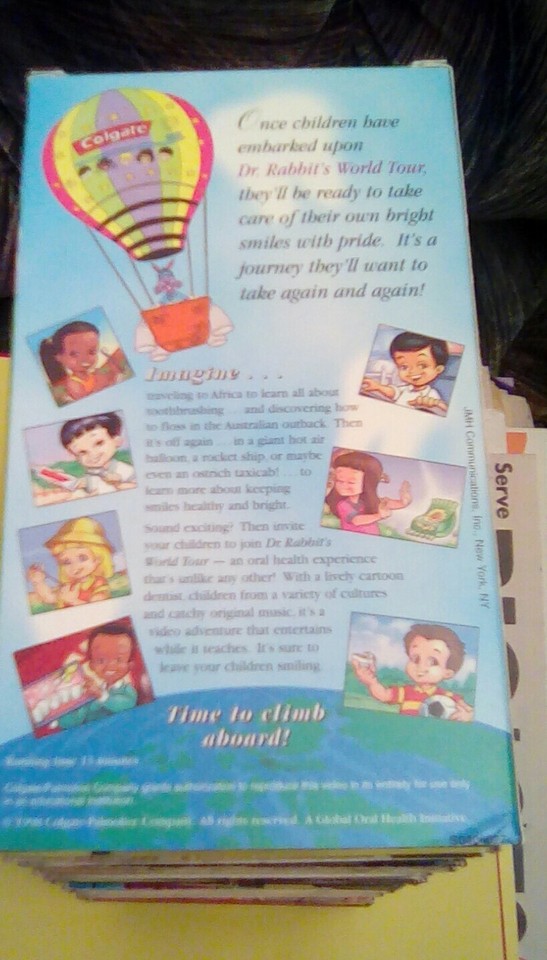 Dr. Rabbit's World Tour VHS cartoon dentist Colgate brushing flossing ...