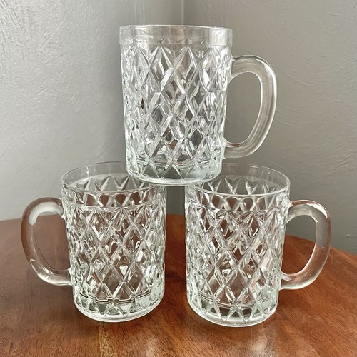 Set Of 3 Vintage Paul Sebastian Crystal Glass Coffee Mugs Cups 12 Oz ...