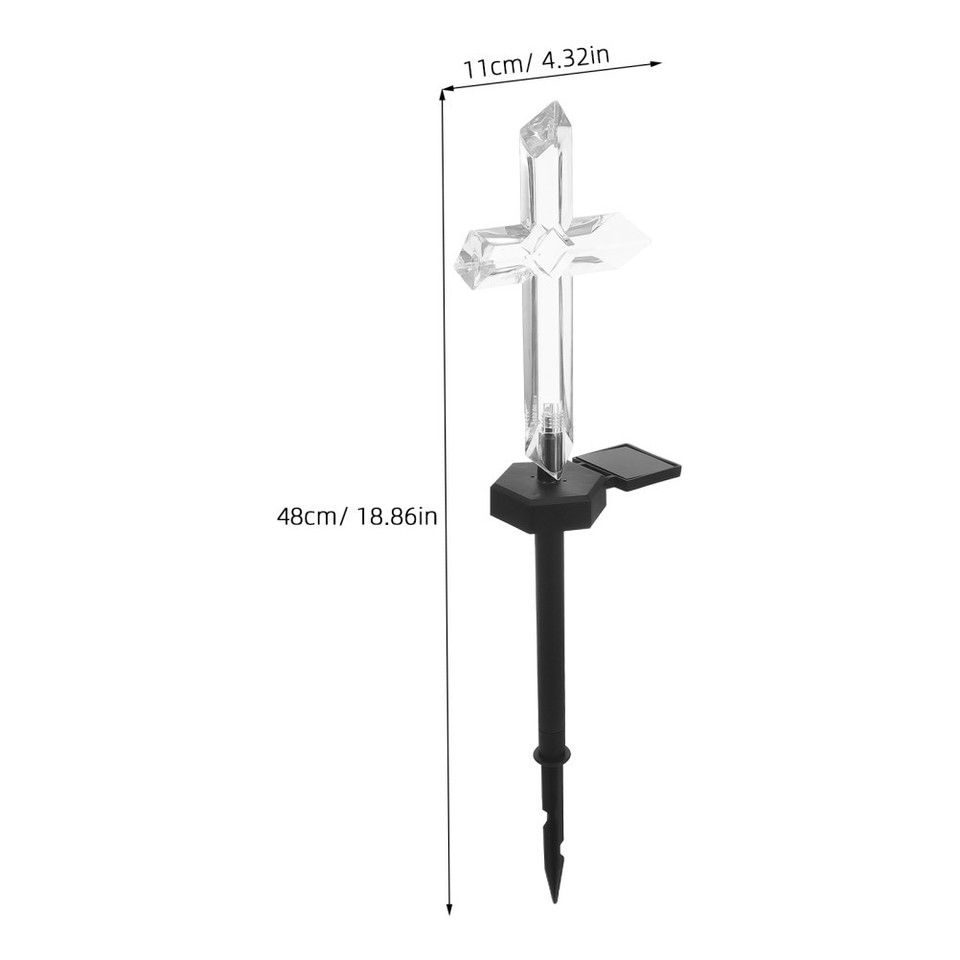 Illuminated Garden Stake Light Cemetery Cross Led Lights for Grave ...