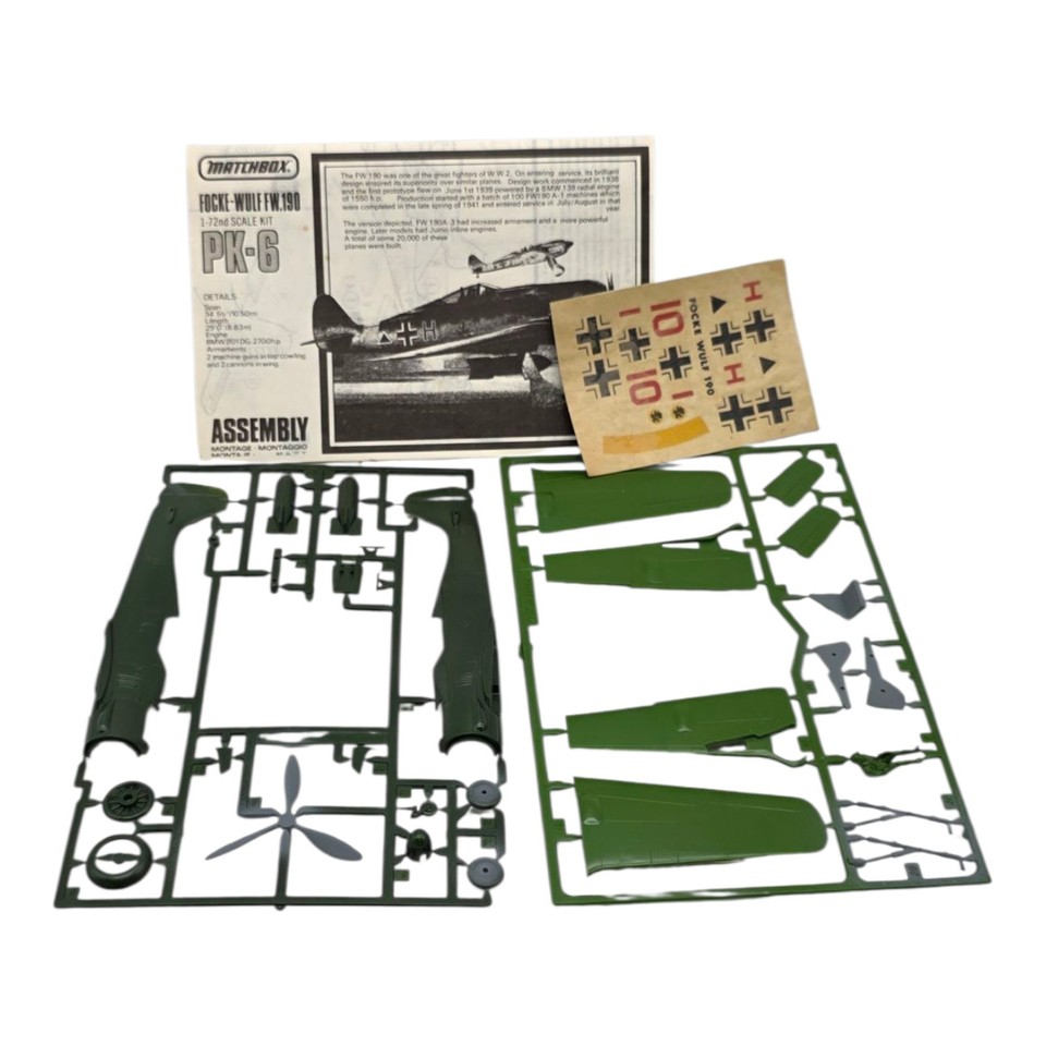 MATCHBOX Focke Wylf 190A 1/72 Scale Airplane Model Kit | eBay
