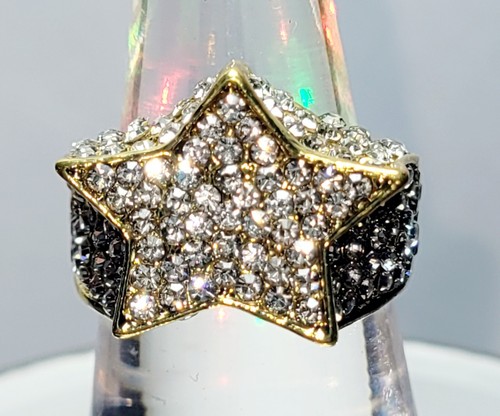 Men's Chunky Star Clear Rhinestones Gold Tone Pinky Ring Size 6 | eBay