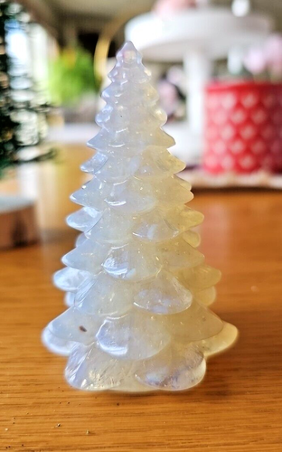 Small White Gemstone & Acrylic Pine Christmas Fir Tree 3.5" Tall | eBay