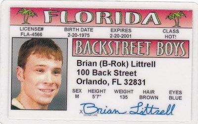 Brian Littrell b-rok of the Backstreet Boys Drivers License - Back ...
