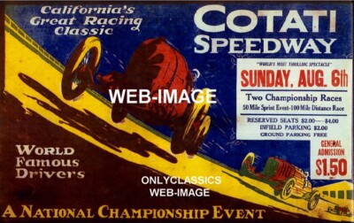 CALIFORNIA COTATI SPEEDWAY BOARDTRACK AUTO RACING 11x17 POSTER ART DECO ...