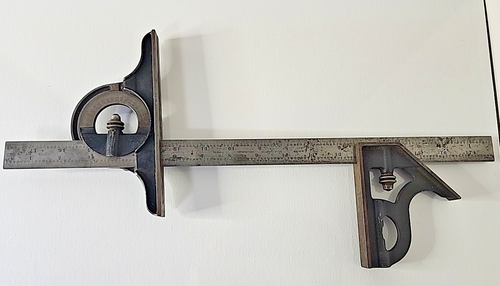 Starrett No. 4R Grad 18" scale - combination square w/ 490 protractor ...