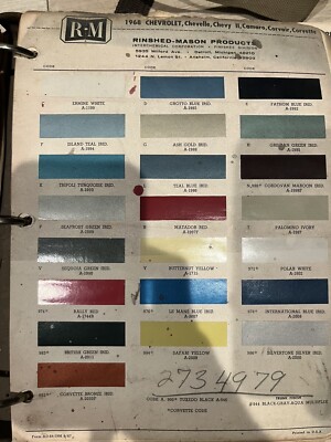 1968 Chevy Chevelle Corvette Paint Chip Sheet Rinshed Mason RM