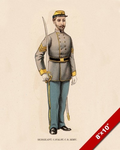 US CIVIL WAR CONFEDERATE ARMY CAVALRY SGT UNIFORM PAINTING ART REAL ...