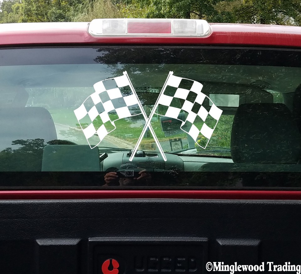 Checkered Flags Vinyl Sticker | Racing Motocross BMX Team Garage | Die ...