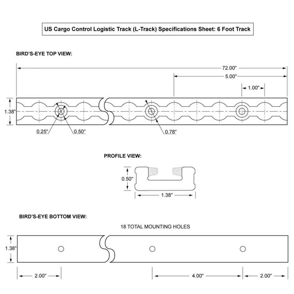 Ancra 6' Airline Style L Track – Heavy Duty Grade 6351 Aluminum | eBay