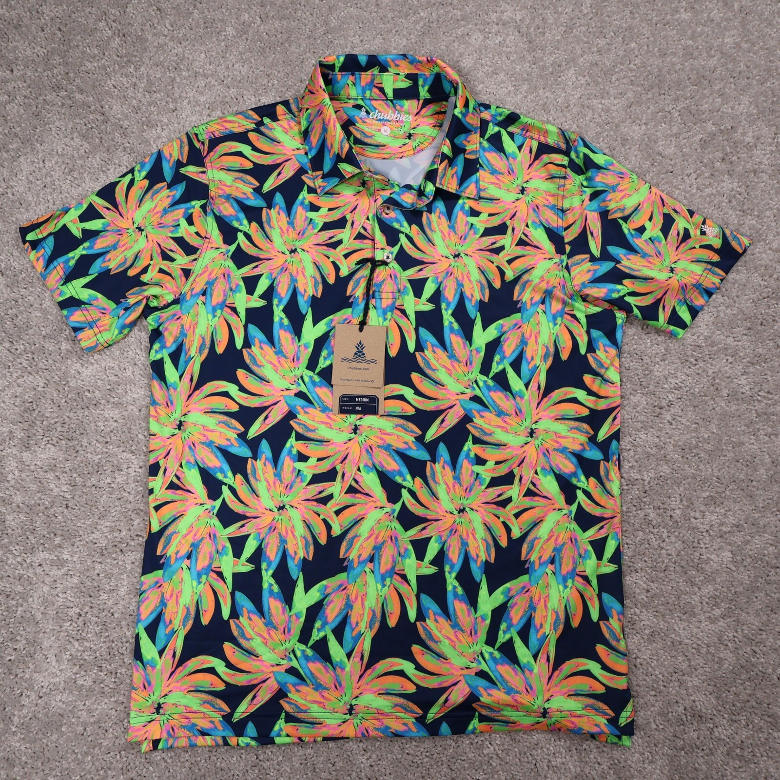 NEW Chubbies Performance Polo The Ocean Flower Print Golf Short Sleeve ...