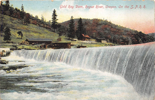 Gold Ray Dam Rogue River Oregon c1910 Postcard On Southern Pacific ...