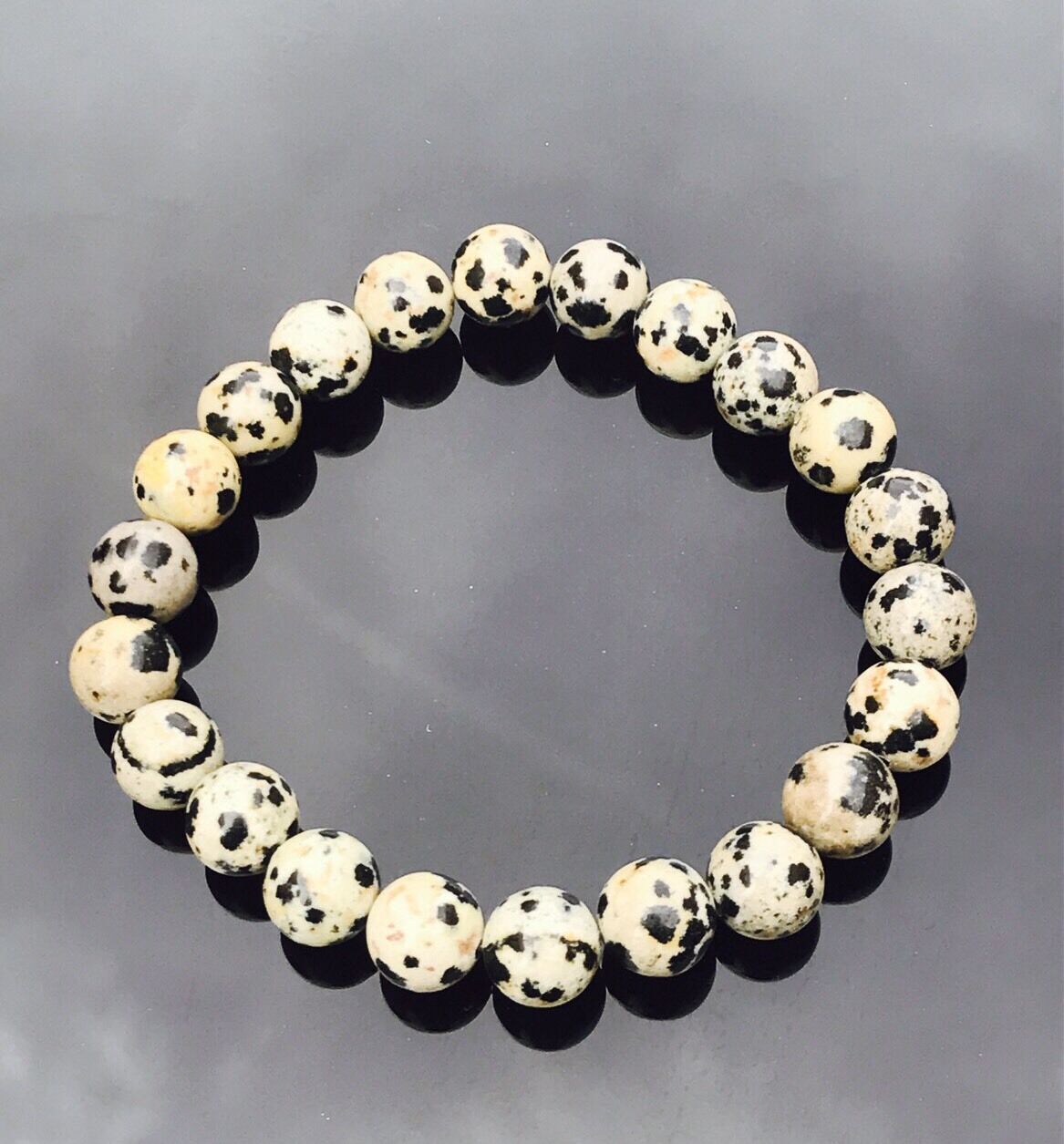 Dalmatian Jasper 8mm Bracelet Crystal Gem Beads Mala Dalmation Healing ...