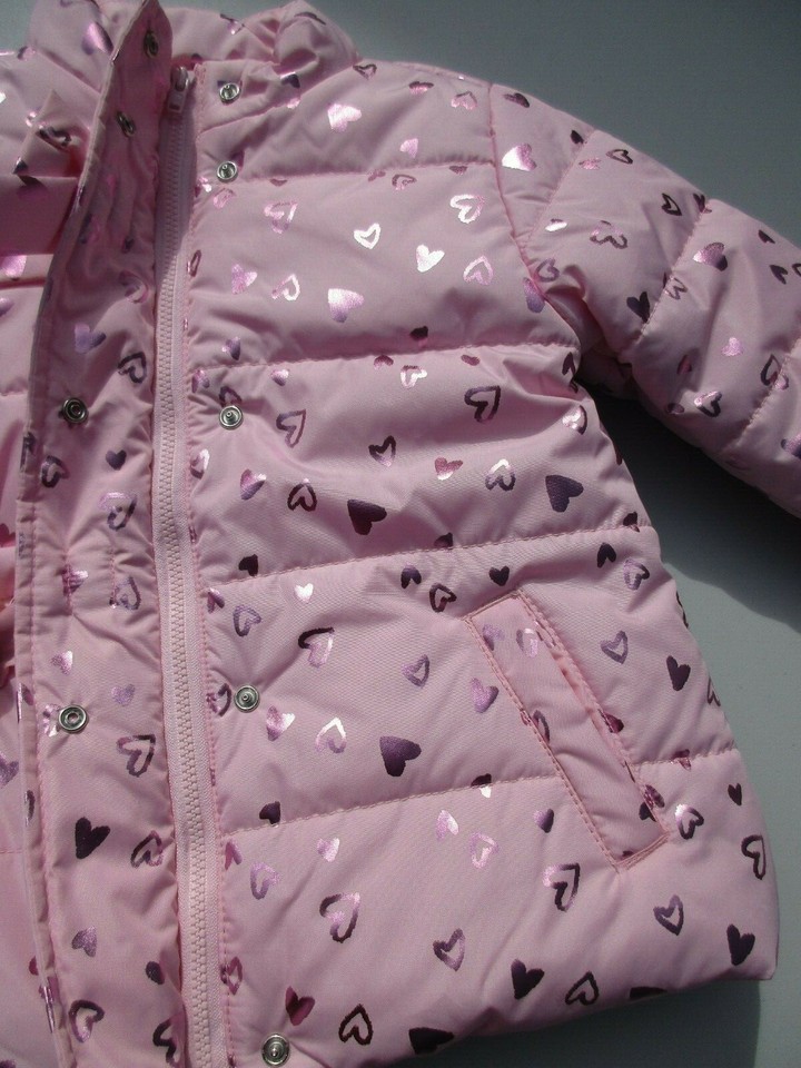 Gymboree Pink Hearts Tails Of The City Puffer Jacket Coat 6 12 18 24 ...