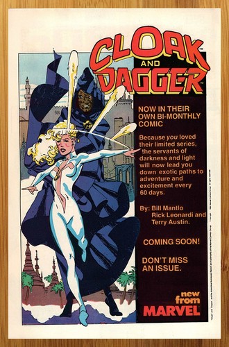 1985 Marvel Comics Cloak and Dagger Print Ad/Poster Rick Leonardi Promo ...