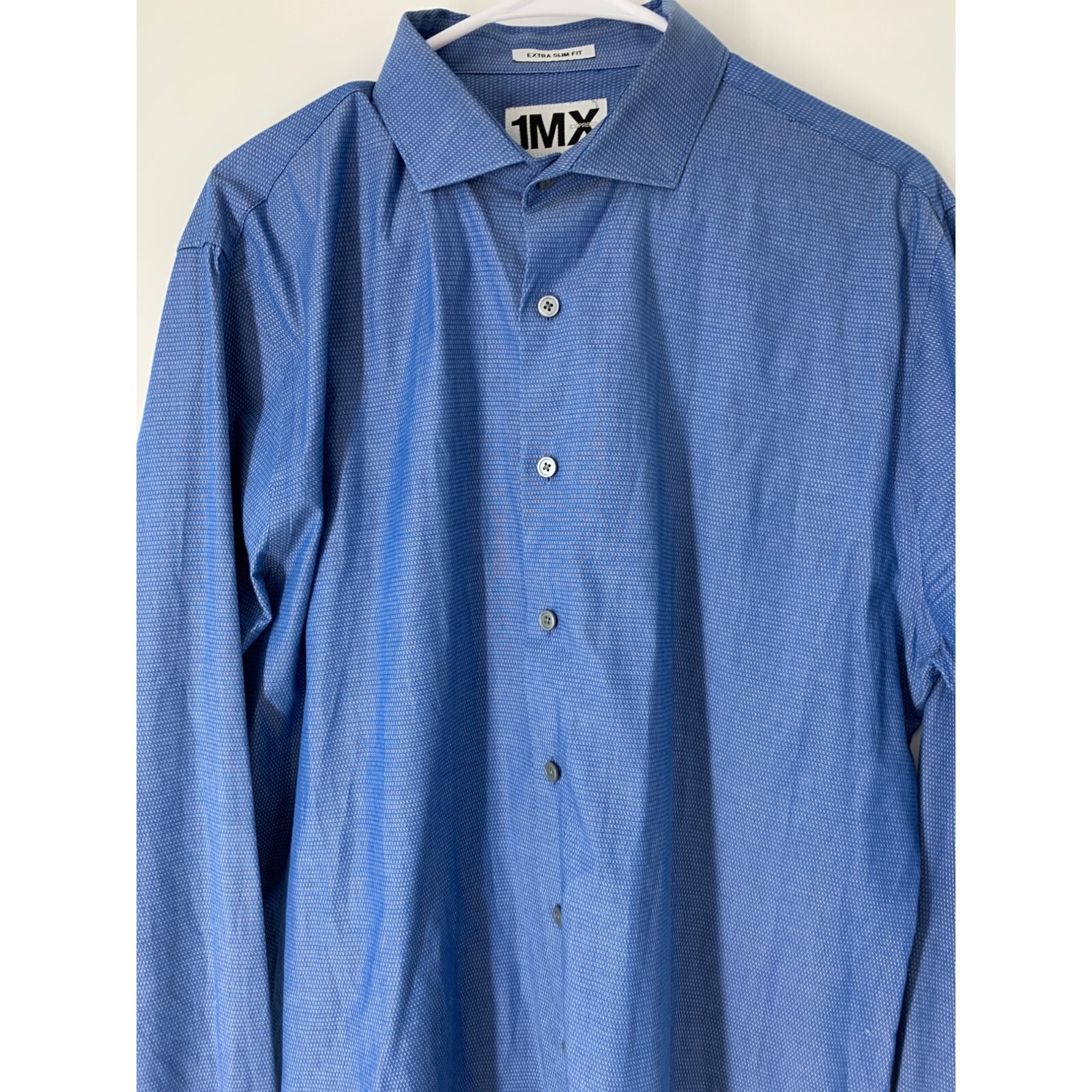 Men’s Express 1MX blue dress shirt size XL extra slim 5630 | eBay