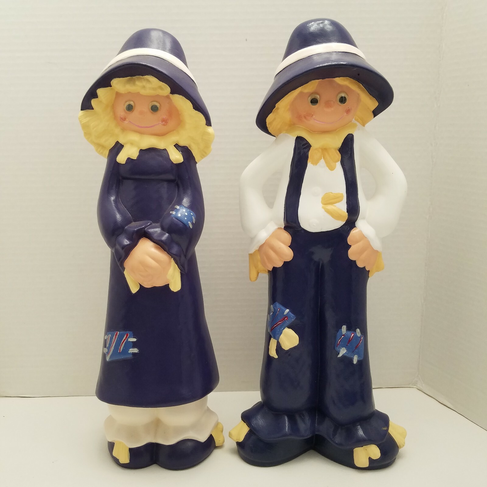 VTG Hand Painted Ceramic Pilgrim Farmer 15" Jack and Jill Holiday Decor ...