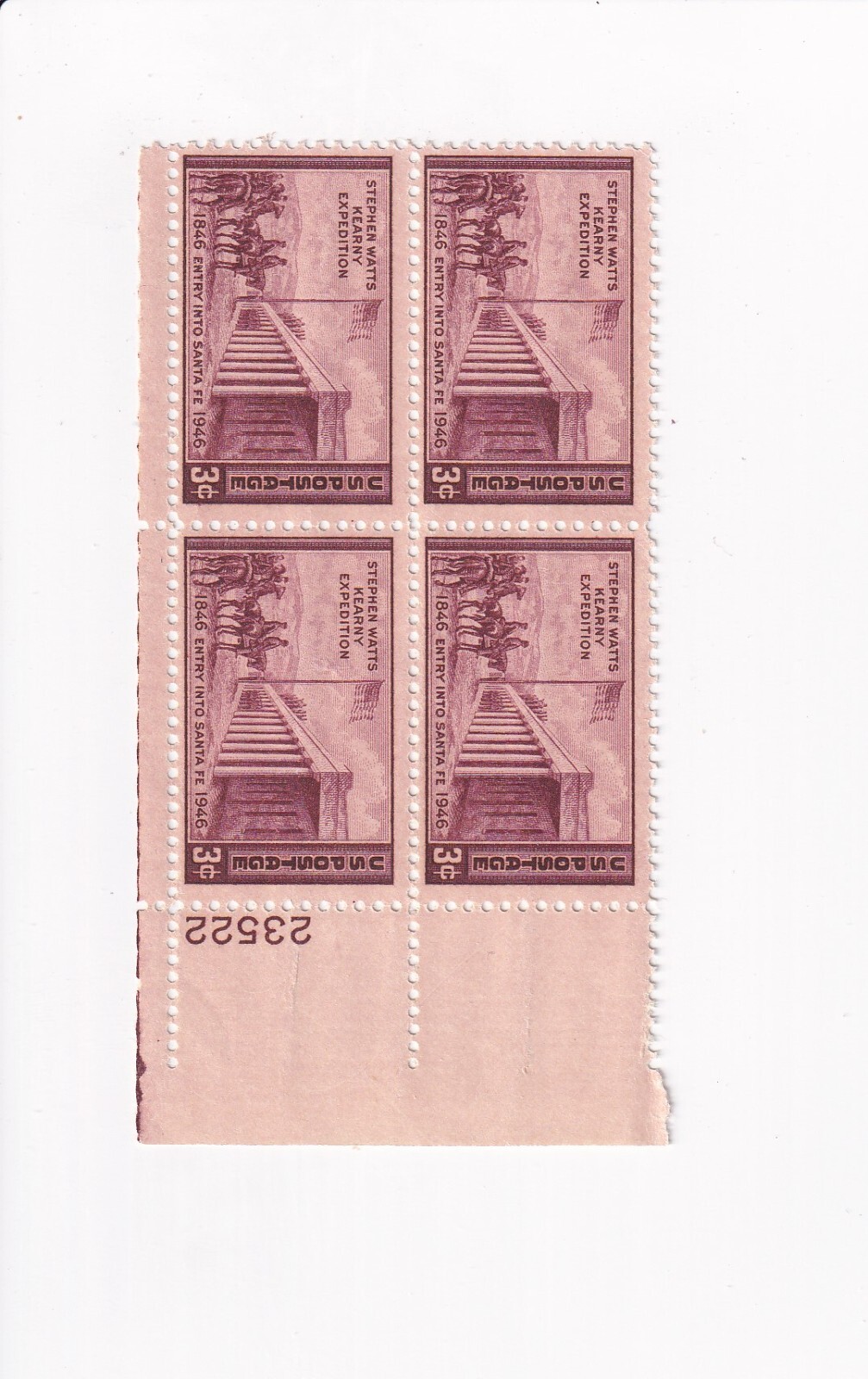 US Postage STAMPS 3c 3 CENT PB PLATE BLOCK STEPHEN WATTS KEARNY ...