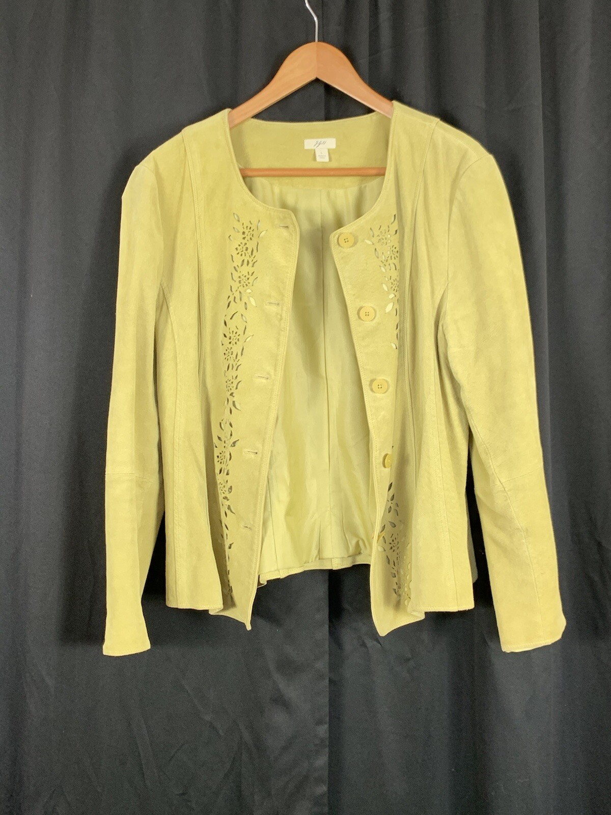 J. JILL WOMEN'S GREEN CHARTREUSE LEATHER JACKET SIZE … - Gem