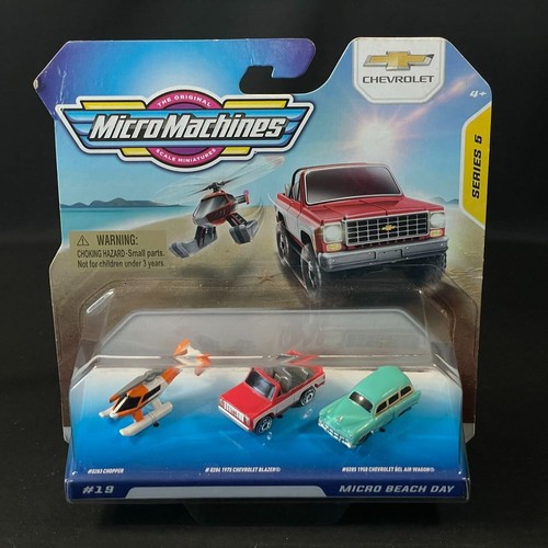 Micro Machines 3 Car Set Beach Day Blazer, Bel Air Wagon, Chopper NEW ...