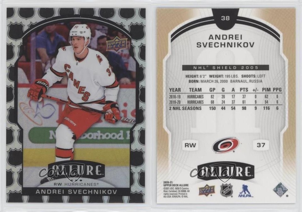 2020-21 Upper Deck Allure 2005 NHL Shield Andrei Svechnikov #38 Shield ...